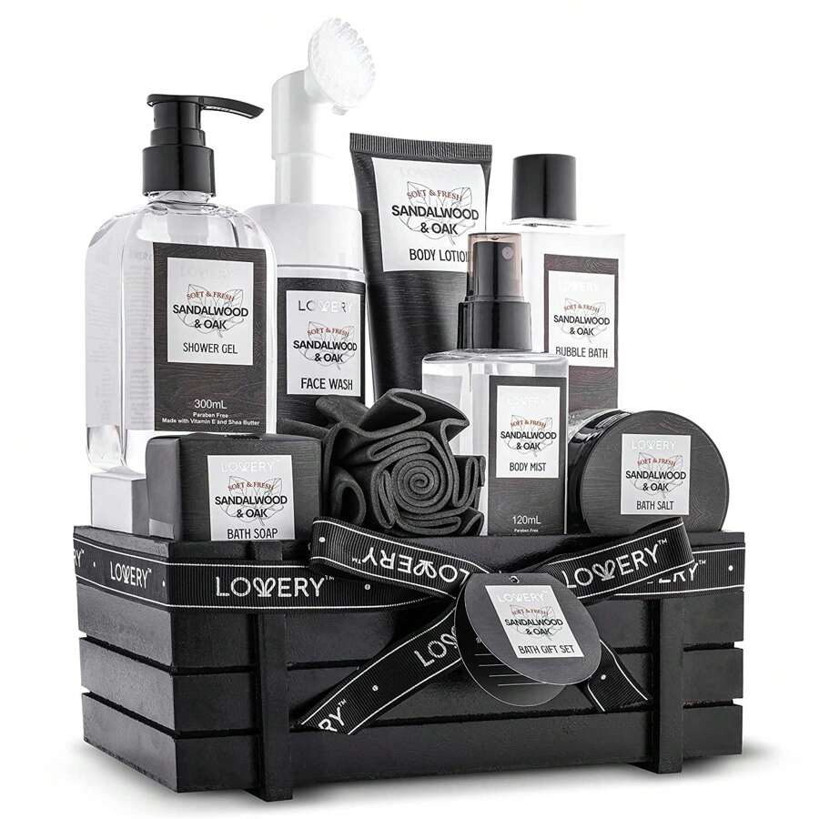Lovery Luxury Spa Kit For Men - Sandalwood & Oak Scented Bath Gift Set ...