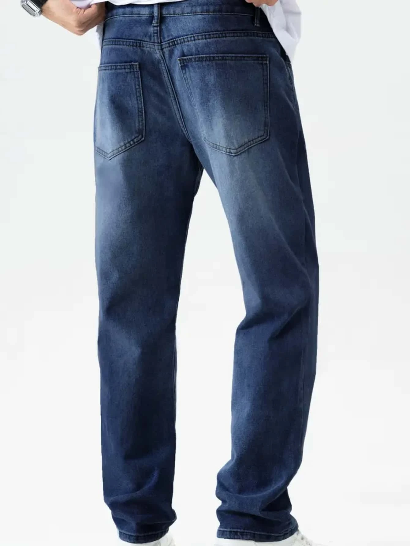 Men's Straight Baggy Jeans Premium Streetwear Oversized Rapper Denim ...