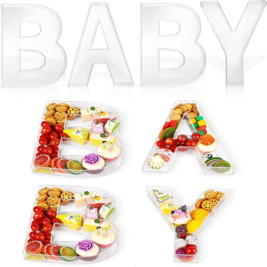 4 Pcs BABY Set Cardboard Baby Letter Set,Acrylic Letter Box Form Tray ...