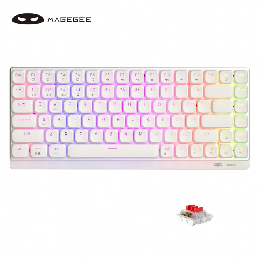 Teclado mecánico inalámbrico MageGee Moon84 blanco, teclado de juego ...