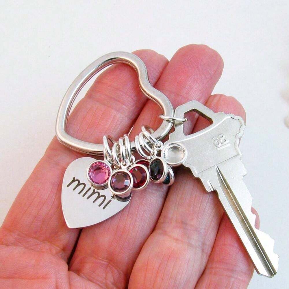 Personalized Keychain Grandchildren's Birthstones, Birthday Gift For ...