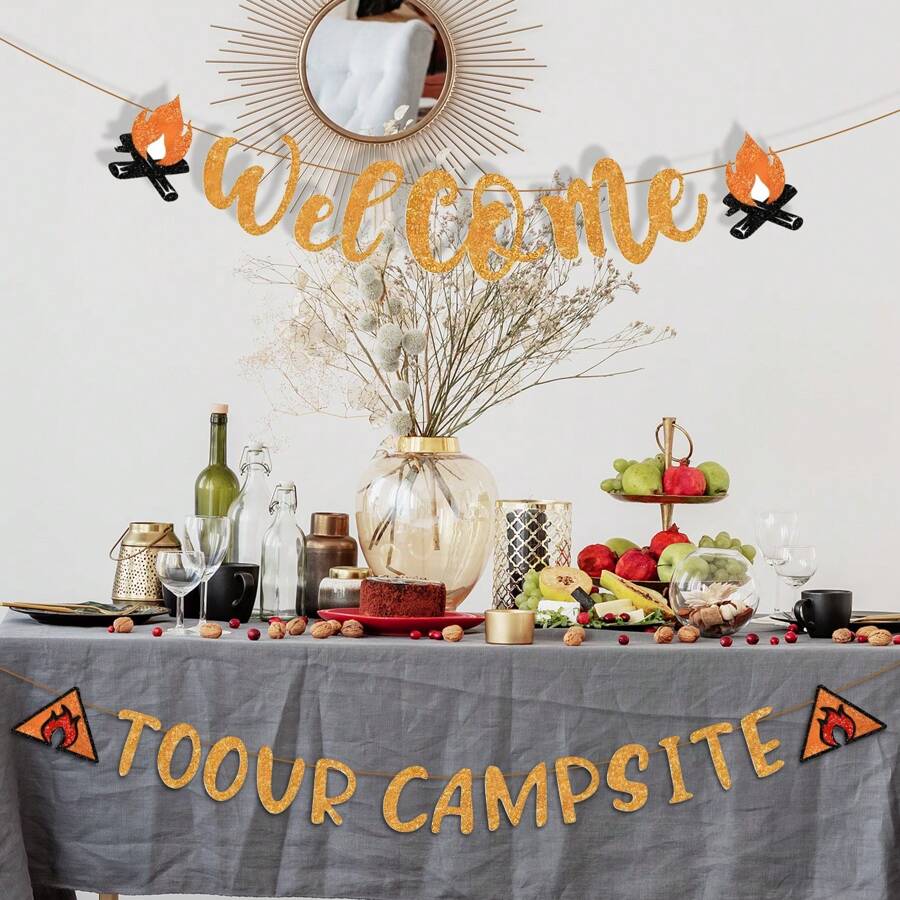 Camping Party Decorations, Welcome To Our Campsite Banner Campsite ...
