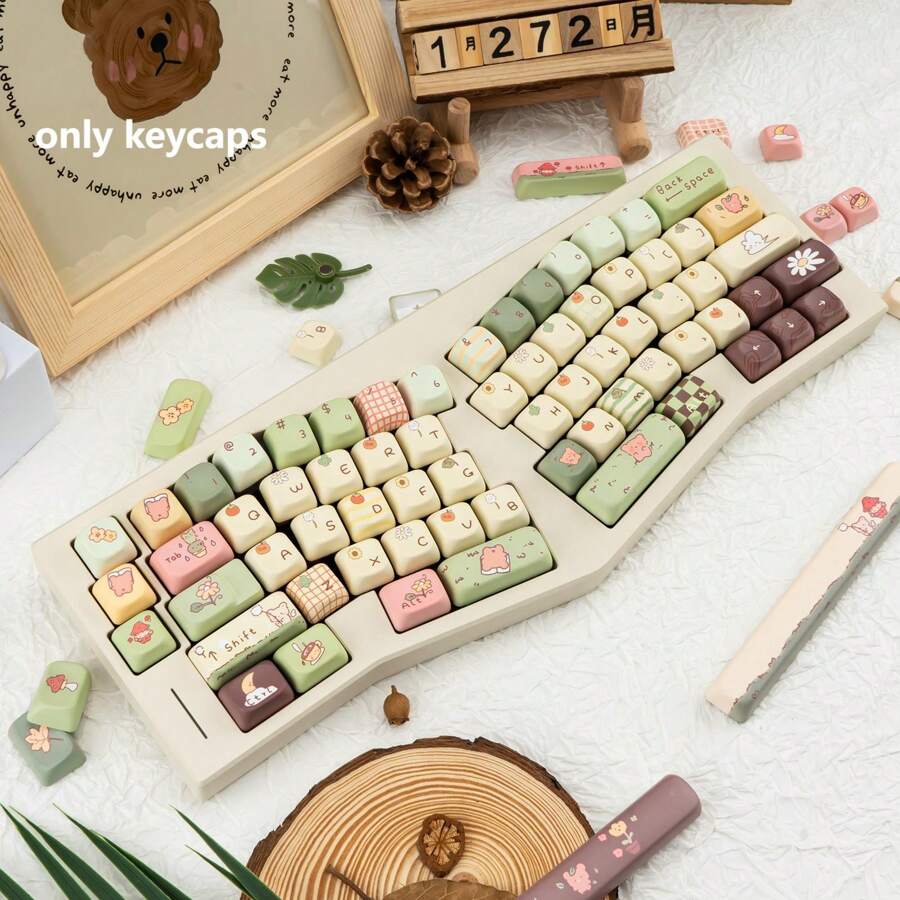150pcs Bear Mori Style Keycaps, SOA Height PBT Doubleshot Backlit ...