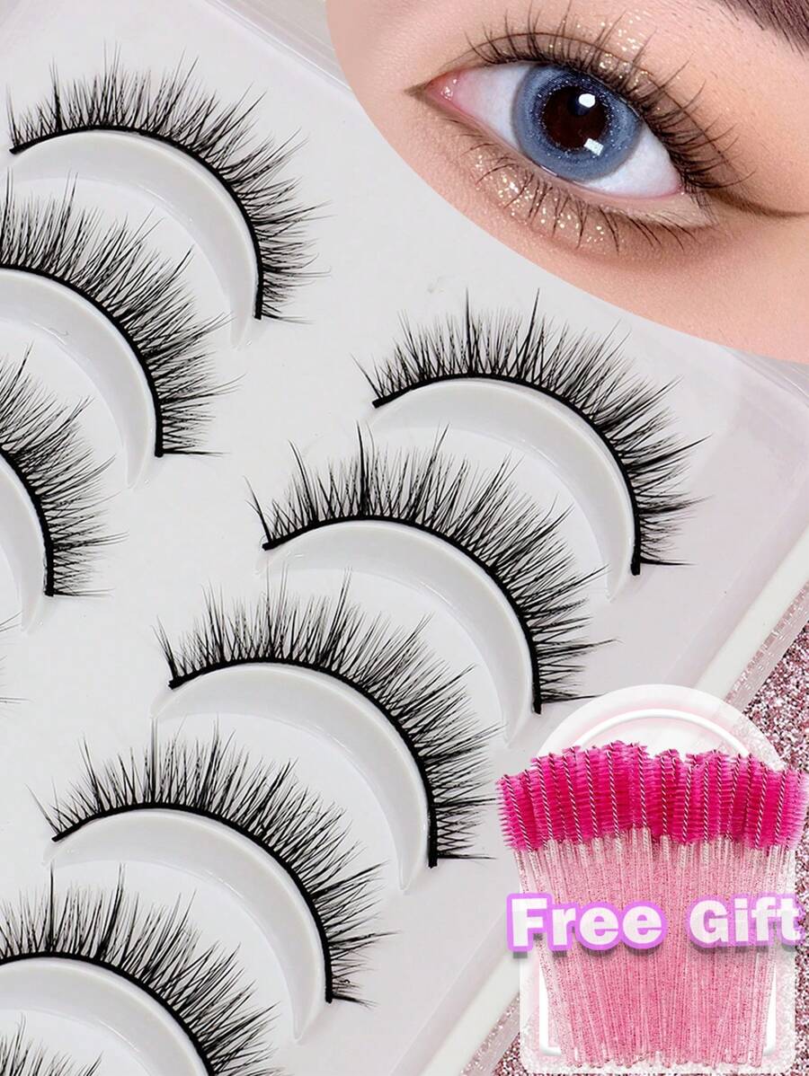 10 Pairs C-Shaped Curve 5-13mm Of Natural False Eyelashes And 30 ...