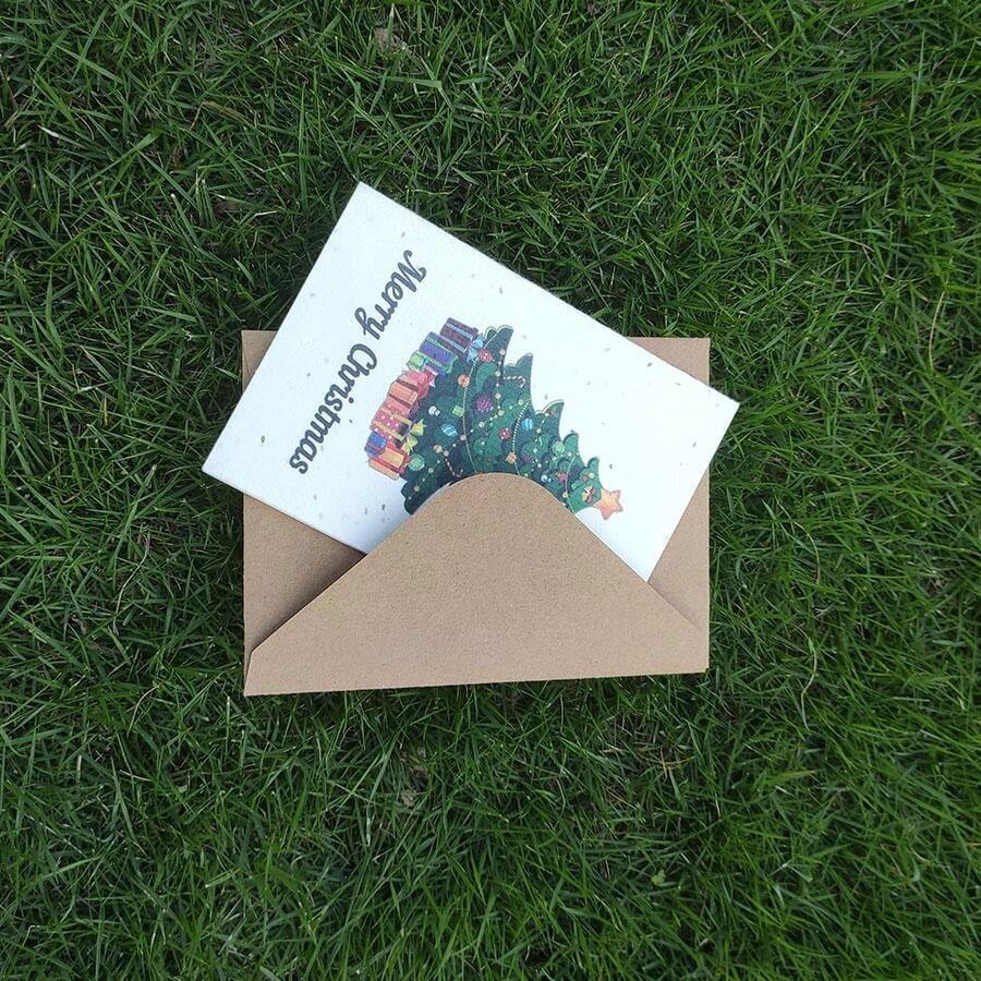 24 Plantable Seed Paper Christmas Cards With Envelopes, Green Field ...