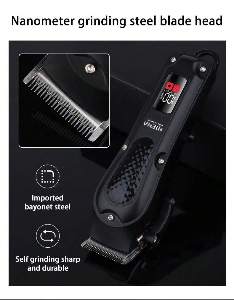 HIENA Hair Clipper Retro Oil Head Carving Digital USB Professional Hair Clipper Electric Push ...