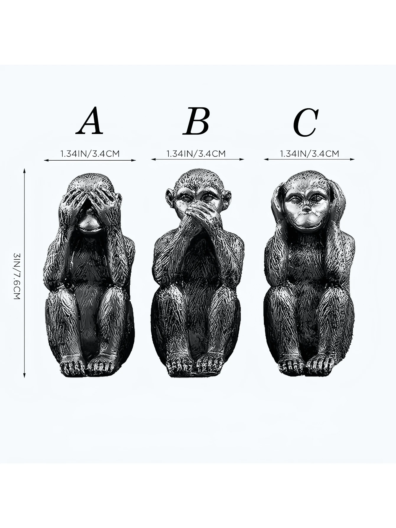 Set de 3 estatuas de monos sabios - No oigas el mal, No veas el mal, No ...
