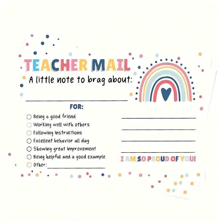 50 Pack Boho Rainbow Teacher Incentive Cards - Positive Behavior ...