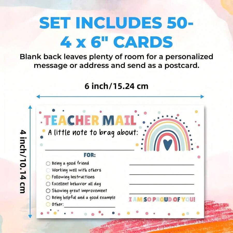 50 Pack Boho Rainbow Teacher Incentive Cards - Positive Behavior ...