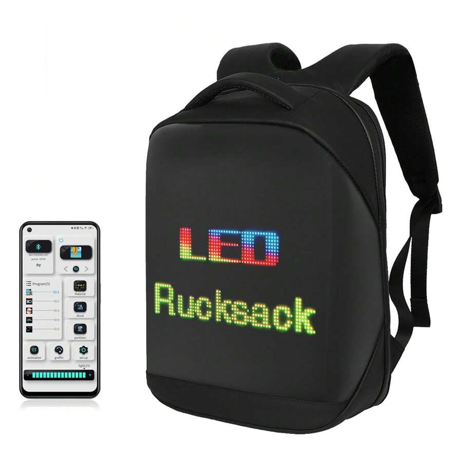 LED Dynamic Laptop Backpack, Pixel Shoulder Bag With LED Screen For ...