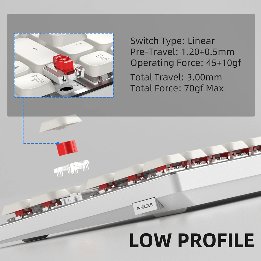 MageGee Teclado mecánico inalámbrico blanco MageGee Moon84, teclado de juego RGB de 84 teclas ...