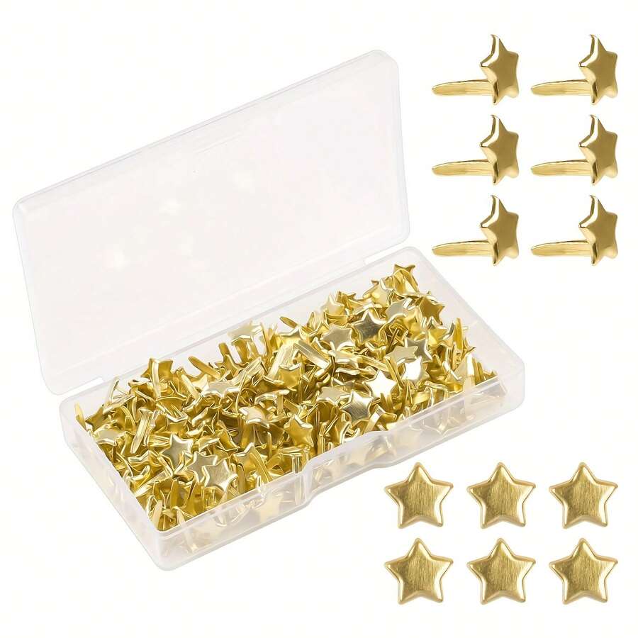 200Pcs Pattern Clips Fasteners, Pentagram Shaped Mini Brads, Metal ...