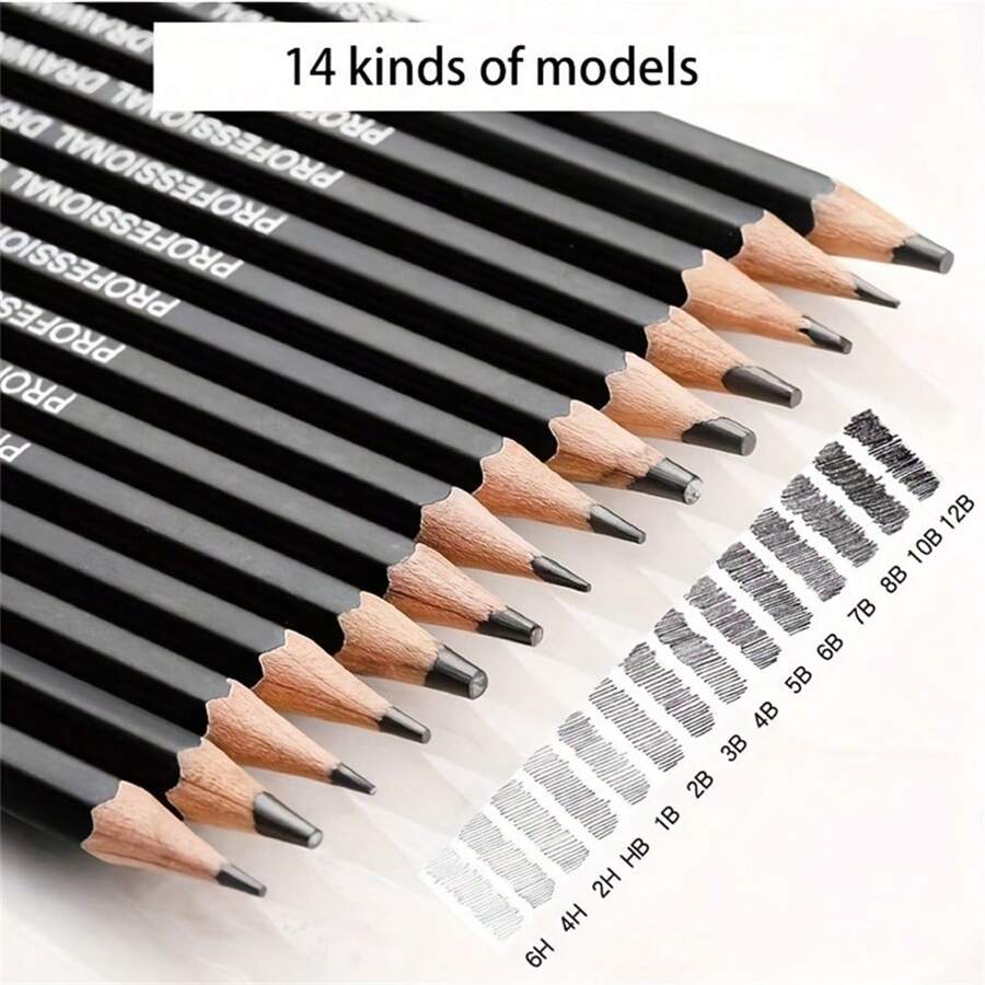14-Piece SKETCHING PENCILS Professional Artist Drawing Pencil Set - Graphite Pencils For ...