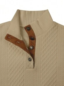 Men's Colorblock Button Half Placket Casual Long Sleeve Polo Shirt ...