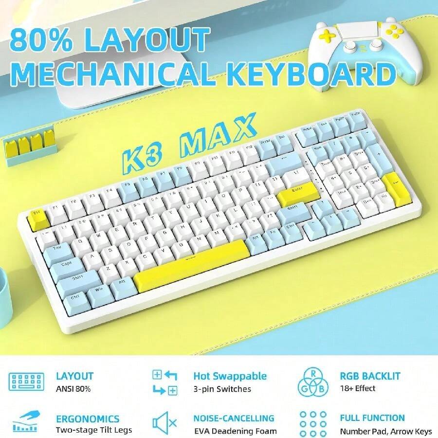 ATTACK SHARK ATTACK SHARK X MAGIC-REFINER K3MAX Gaming Keyboard ...