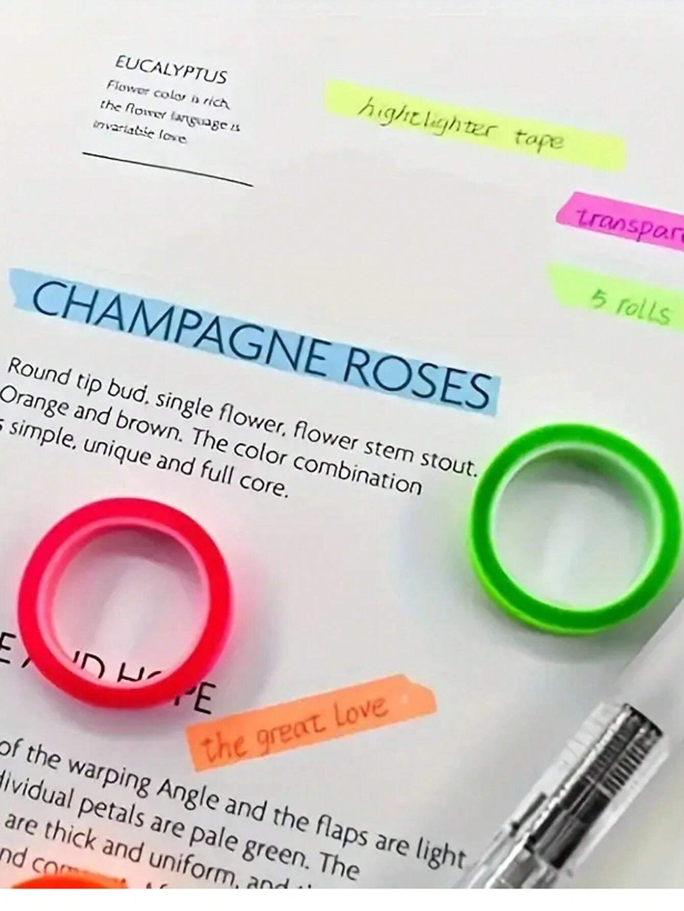 10 Rolls Assorted Fluorescent Memo Sticky Notes, Transparent Removable ...