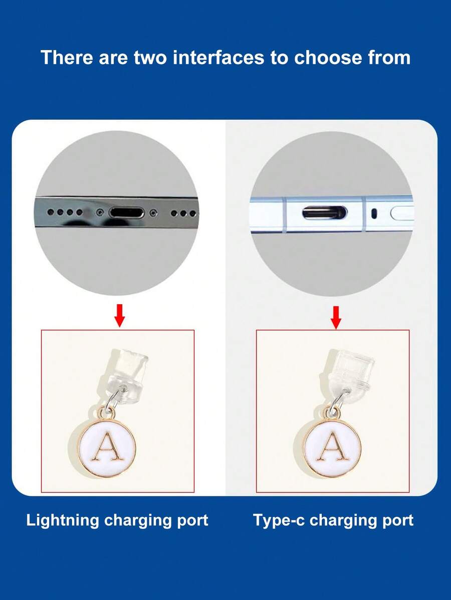 Letter Pendant Dust Plug Charging Port Rubber Plug Data Port Plug Suitable For Lightning ...