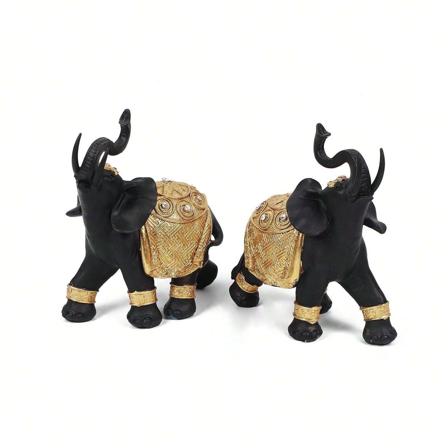 Feng Shui Glücksbringer Paar - Schwarze und goldene Elefantenstatuen ...