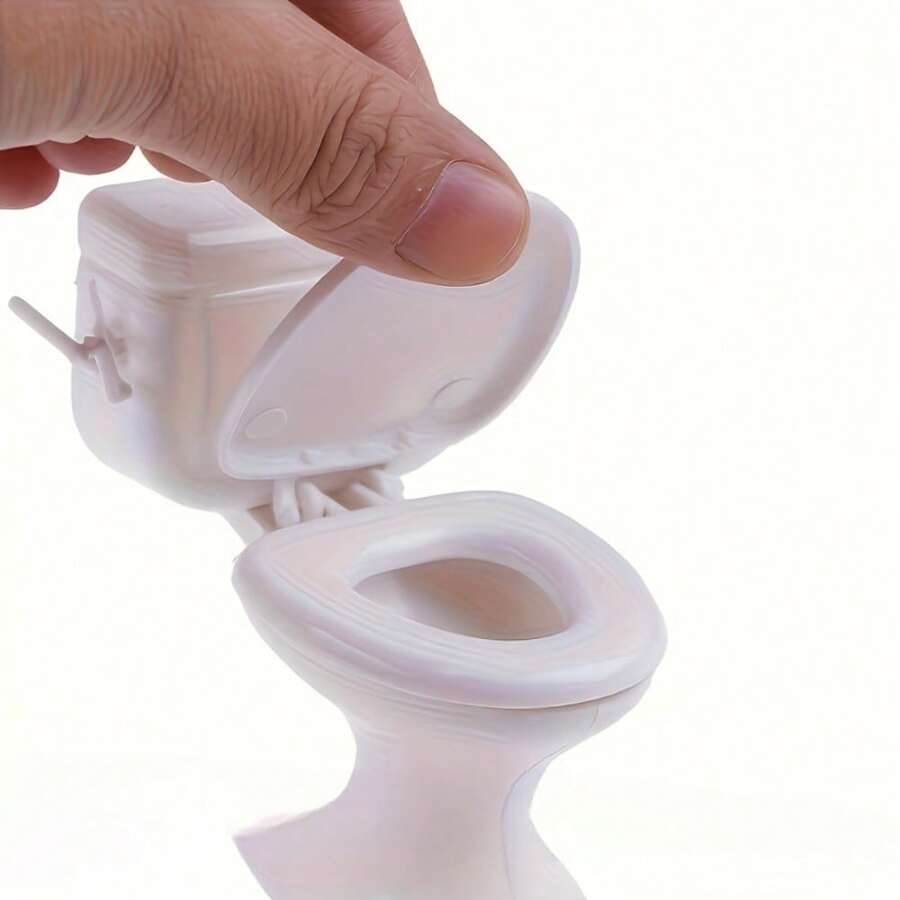 1pc Charming Miniature Toilet Decor - White Plastic, Manual Flip Design ...