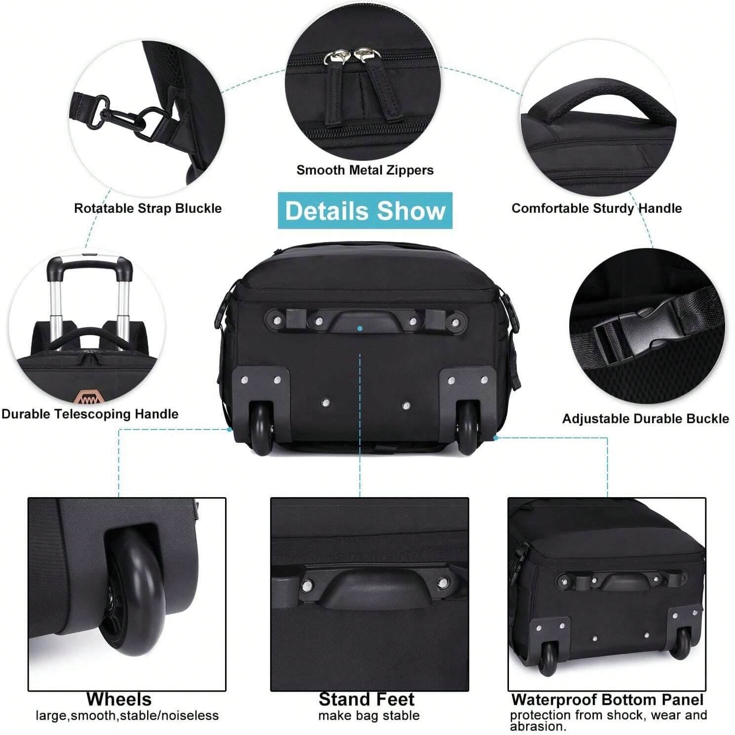 Rolling Backpack, Laptop Backpack With Wheels, Travel Backpack For ...