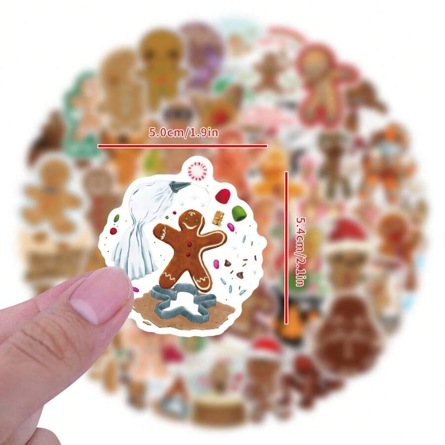 50Pcs Cartoon Gingerbread Man Stickers Christmas Gifts Cute Christmas ...