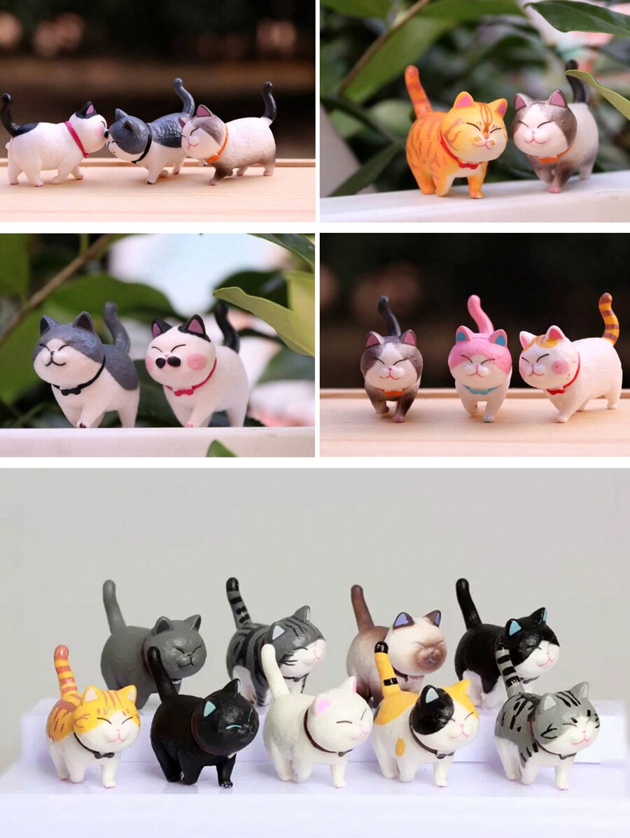 1/3pcs Mini Cat Figurines, Cute PVC Lifelike Small Cats, Stress Relief ...