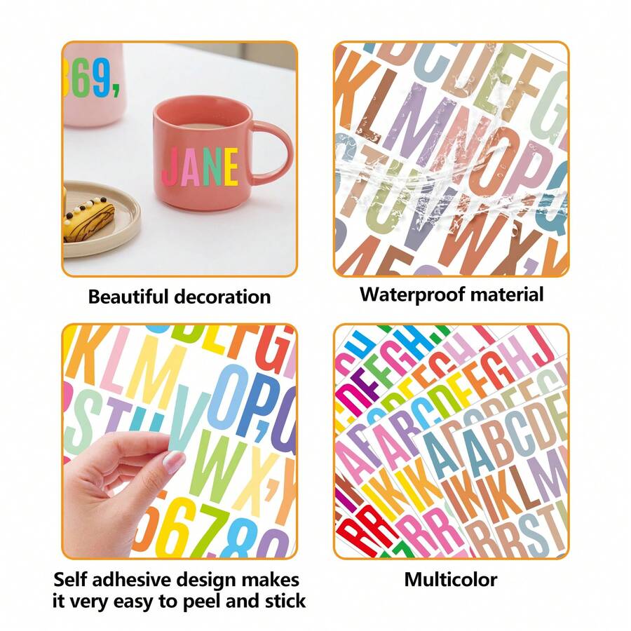 12 Sheets Colorful Viny Letter Stickers, 2 Inch Self-Adhesive Letters ...