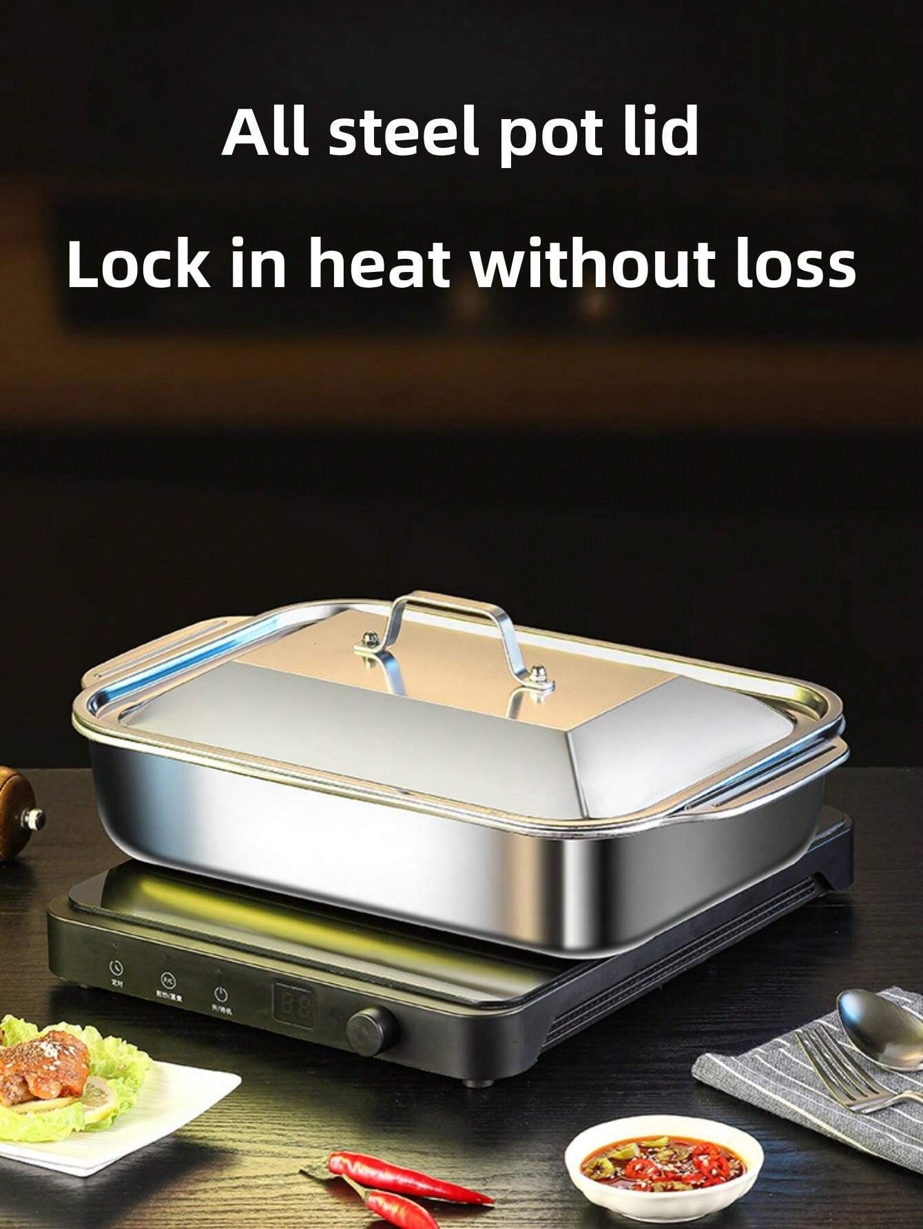 Large Size With Lid Stainless Steel Roasting Tray, Baking Dish, Roast ...