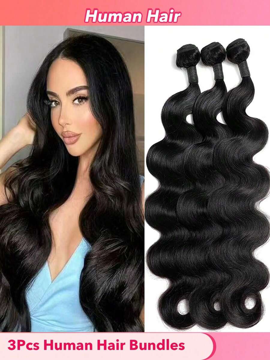 Body Wave Human Hair Bundles Human Hair Brazilian Virgin Body Wave Bundles Ocean Wave 100% ...