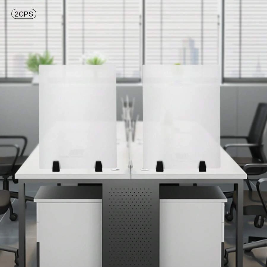 Dual Frosted Plexiglass 24 X 18 Inch Clamp-On Desk Privacy Panels ...