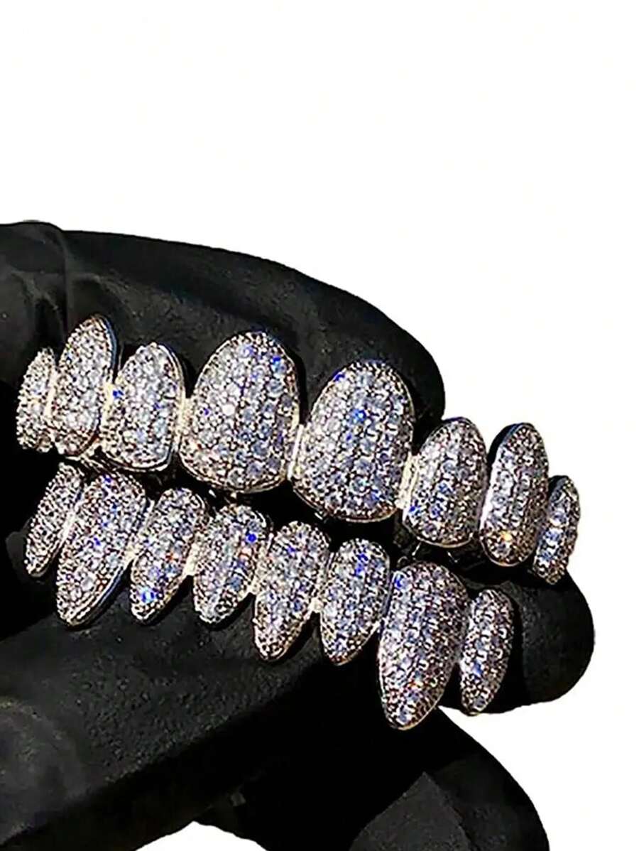 THATBOY 1 PC Hip Hop Cubic Zirconia Teeth Grills 8 Teeth Top Bottom ...