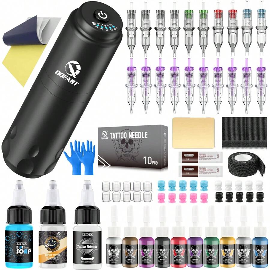 DQFART Wireless Tattoo Kit, Tattoo Kit With Tattoo Pen And Rechargeable ...