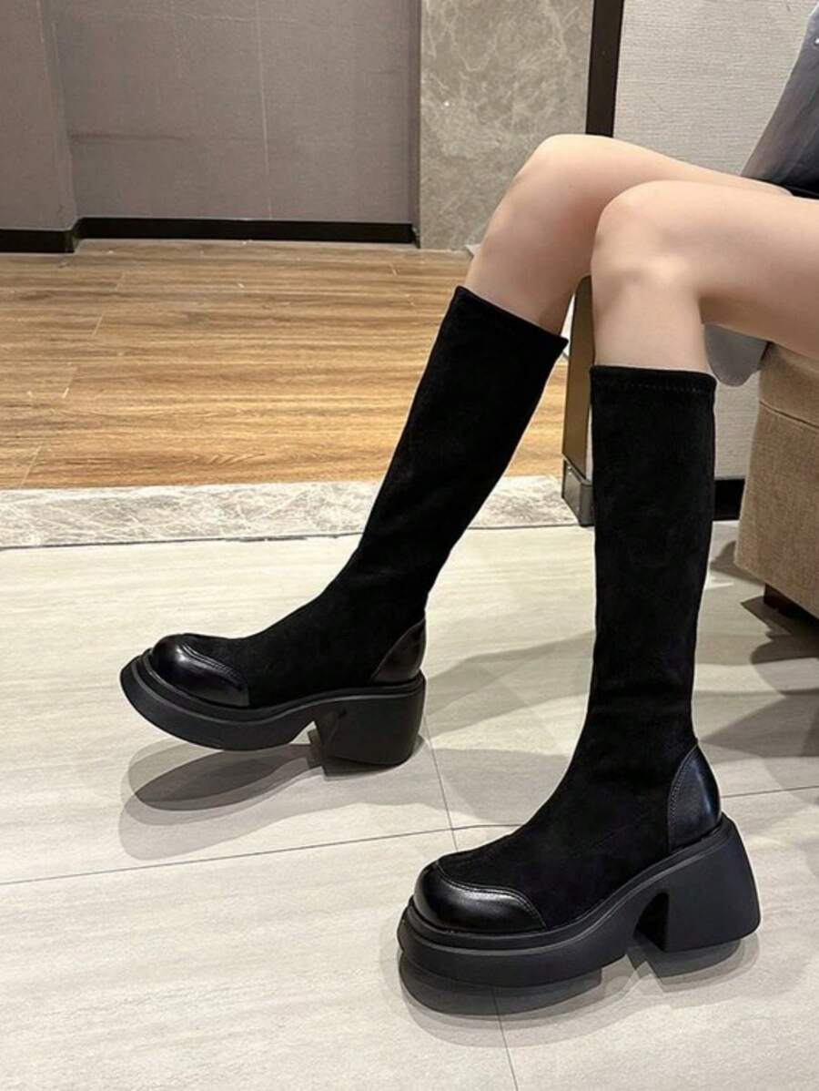 Thigh High Boots For Women Wide Calf 2024 New High Heel Stretchy Over ...