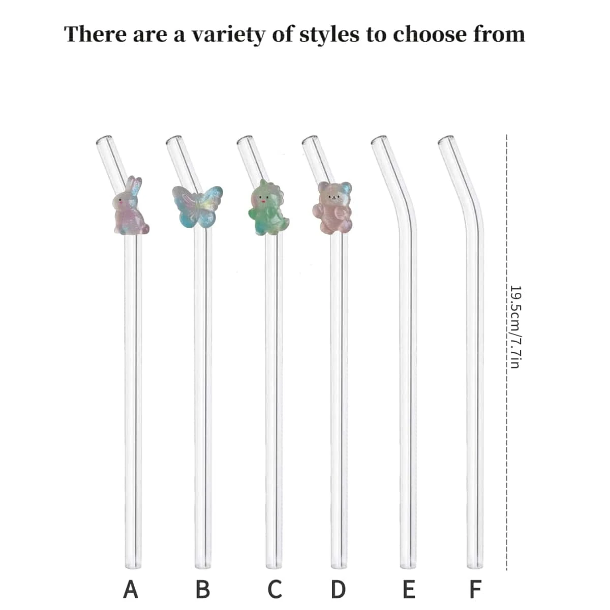 1 Beautifully Designed Decorative Glass Straw, Reusable Glass Straws ...