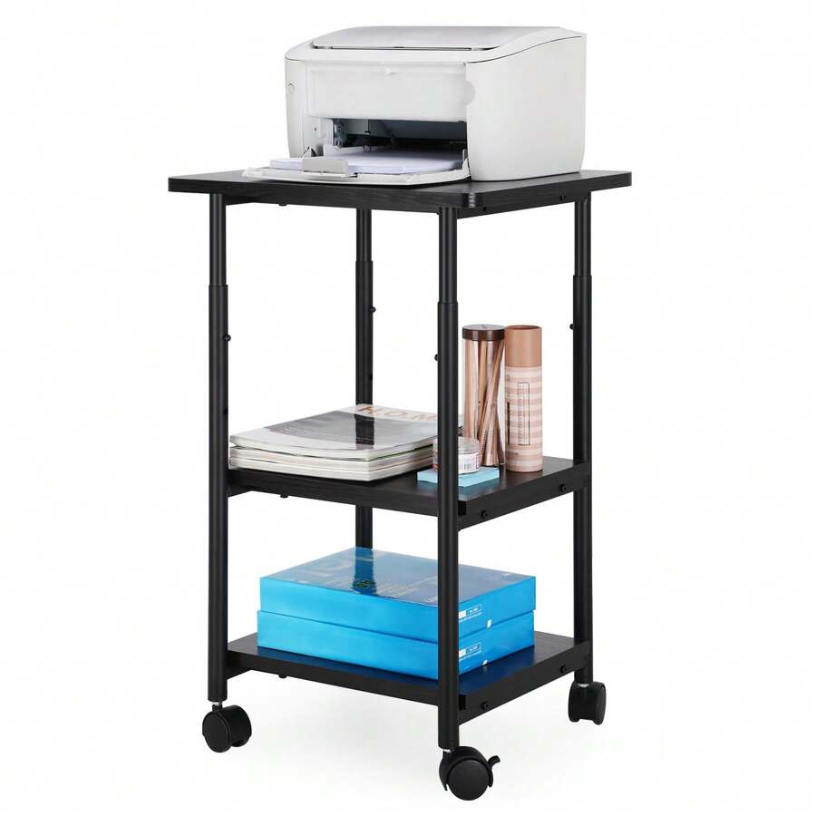 VASAGLE Industrial Printer Stand, 3-Tier Machine Cart With Wheels And ...