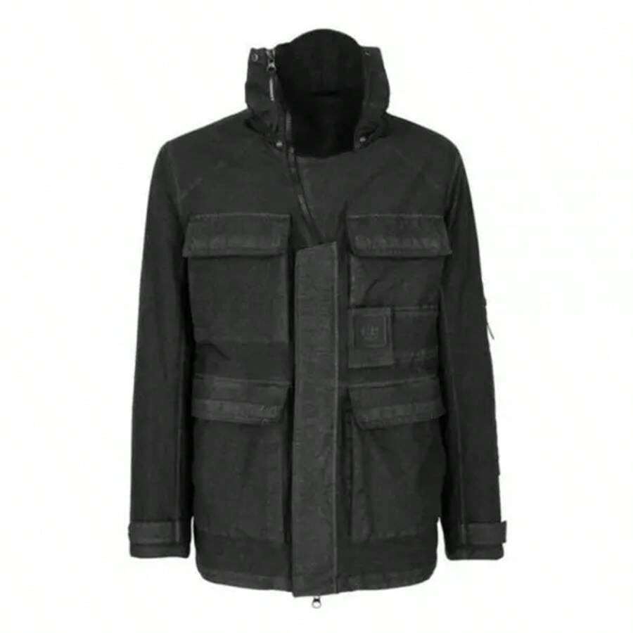 C.P. Company Metropolis Logo Patch Hooded Jacket Black | SHEIN Brasil