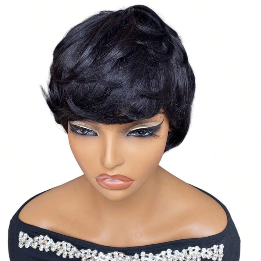 6inch Pixie Cut Wig For Women 150% Density Human Hair Body Wave Human ...