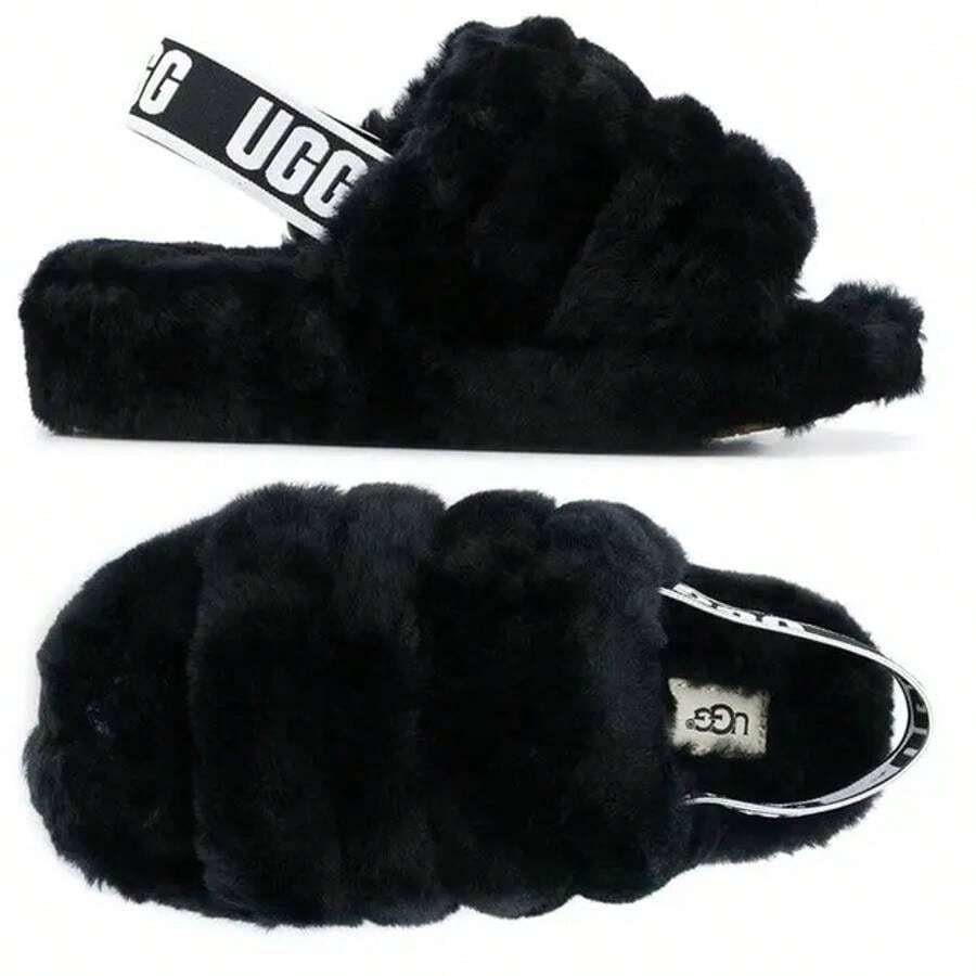UGG Fluff Yeah Slippers Black | SHEIN USA