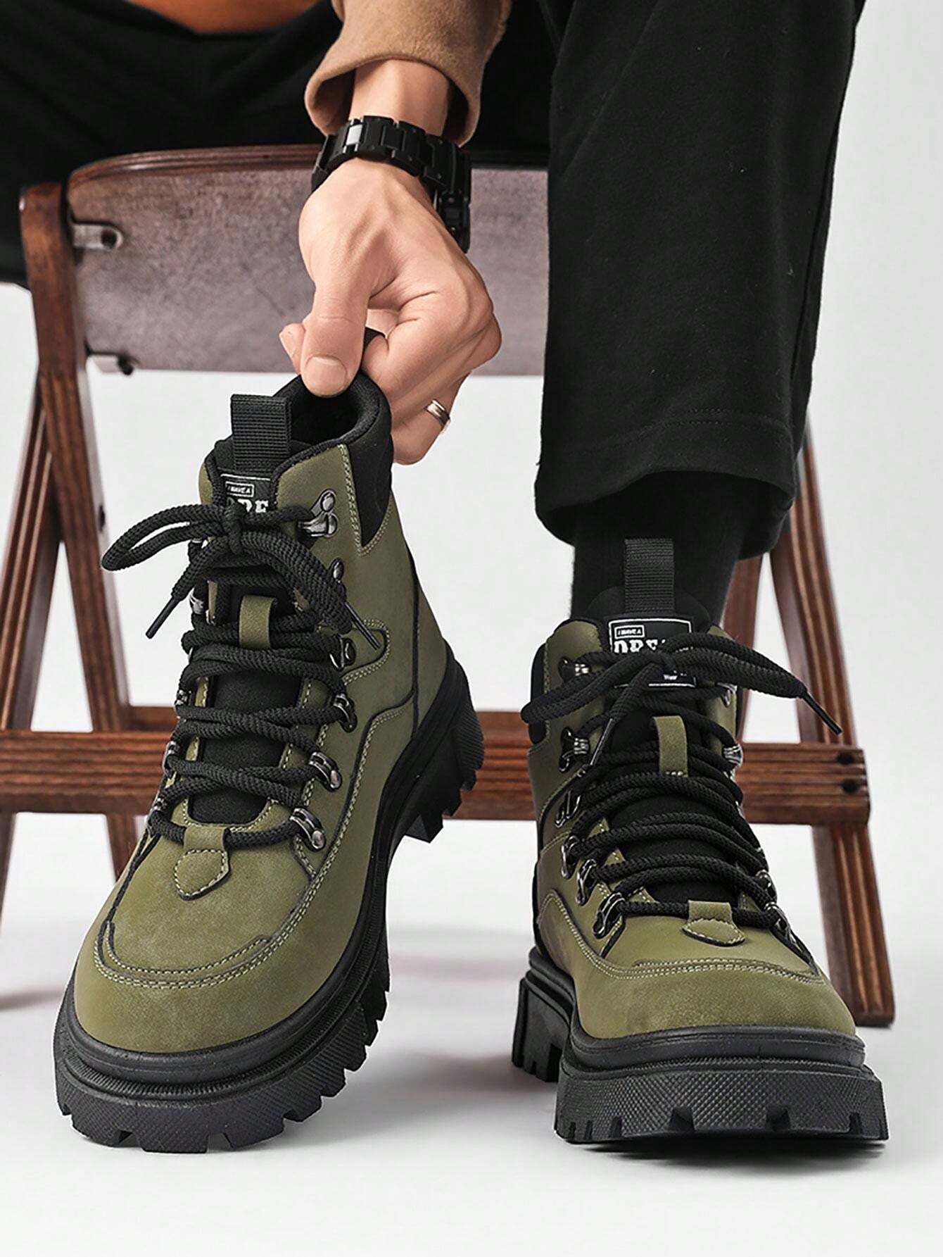 Nuevas botas verdes vintage para hombres, botas de carga impermeables ...