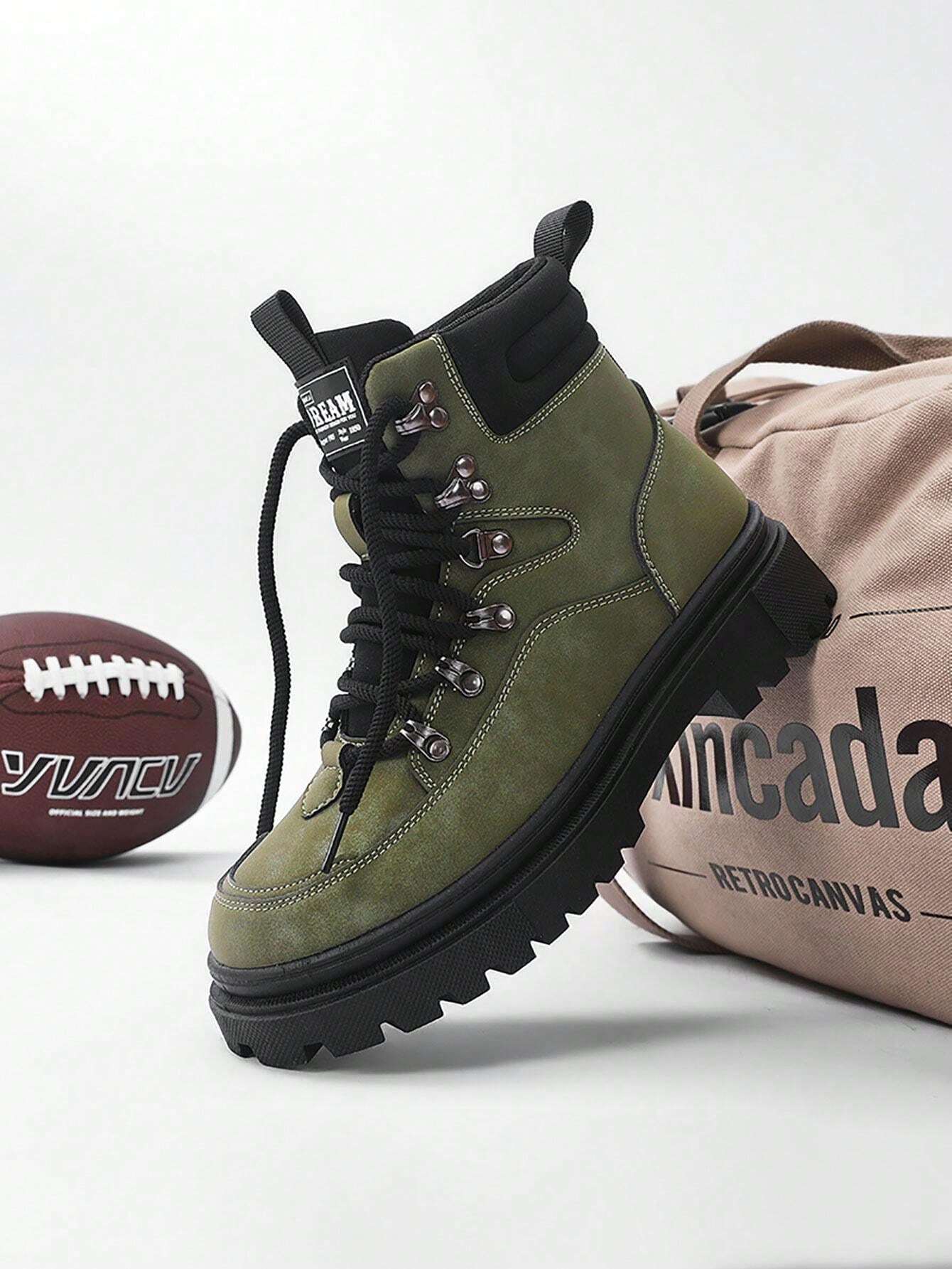 Nuevas botas verdes vintage para hombres, botas de carga impermeables ...