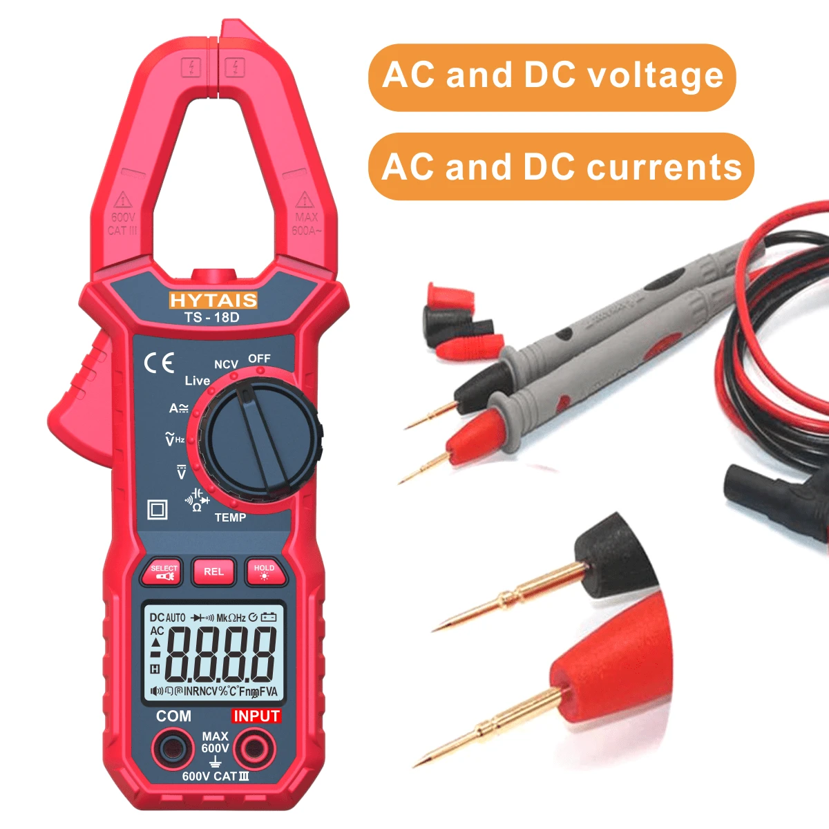 HYTAIS HYTAIS TS-18D Digital Zangenamperemeter, T-6000 Zählung - Automatische Bereichswahl ...