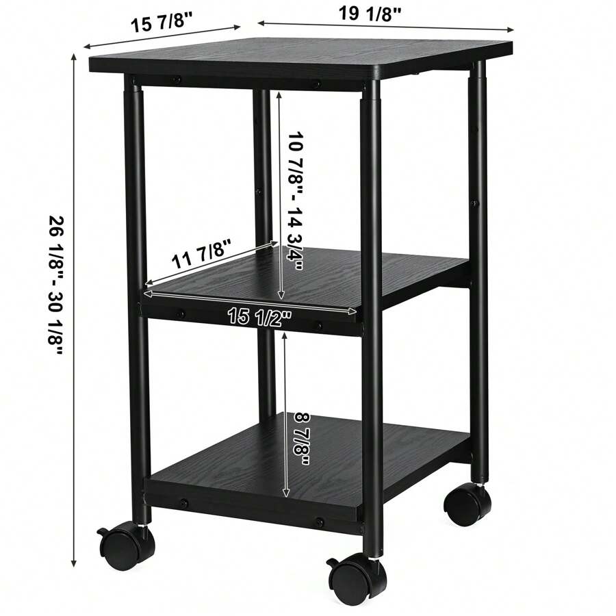 VASAGLE Industrial Printer Stand, 3-Tier Machine Cart With Wheels And ...