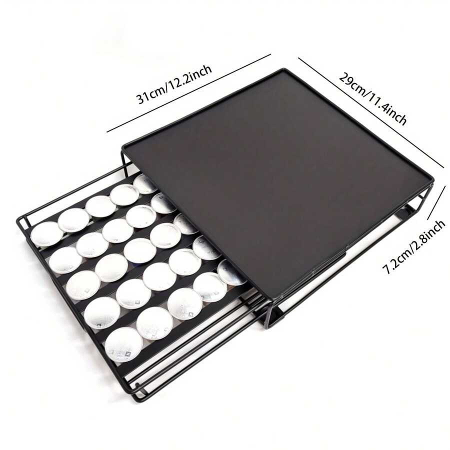 Capsule Holder With Sliding Drawer, Metal Coffee Pod Storage Organizer ...