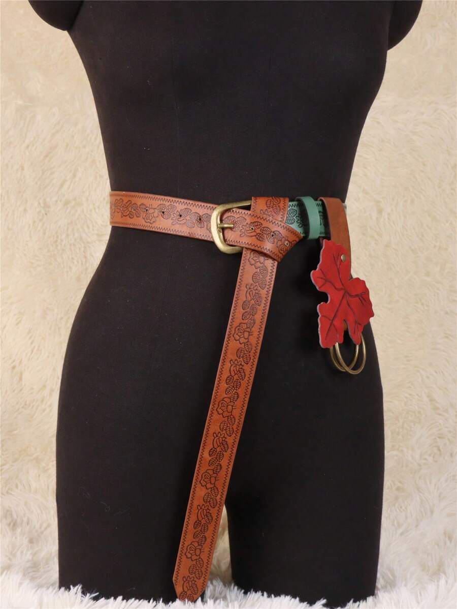 2Pcs Faux Leather Medieval Knight Belt With Leaf Skirt Hike For ...