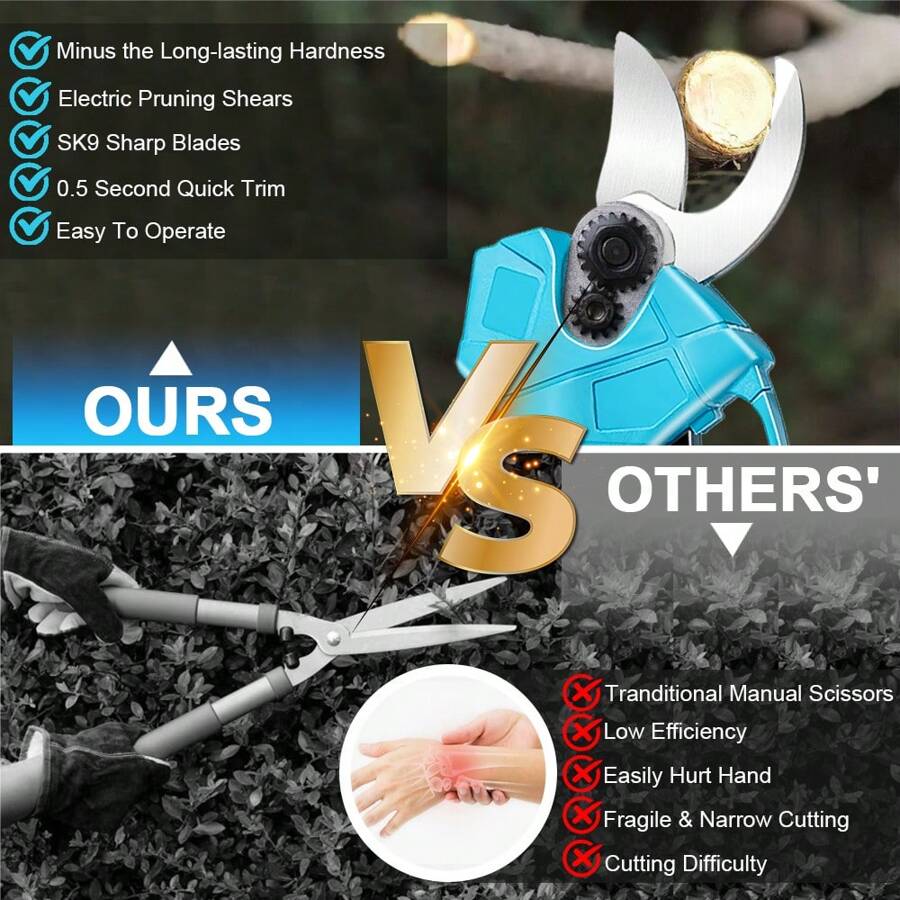 Tijeras de podar eléctricas inalámbricas, podadora de árboles de mano con motor sin escobillas ...