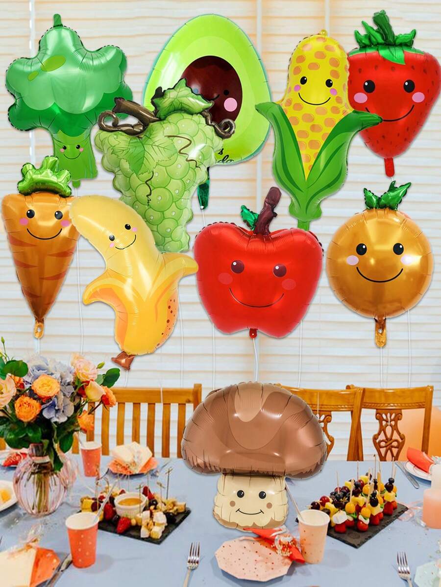 10 Pieces Fruit Balloons Summer Fruit Party Foil Balloon Set Fruit ...