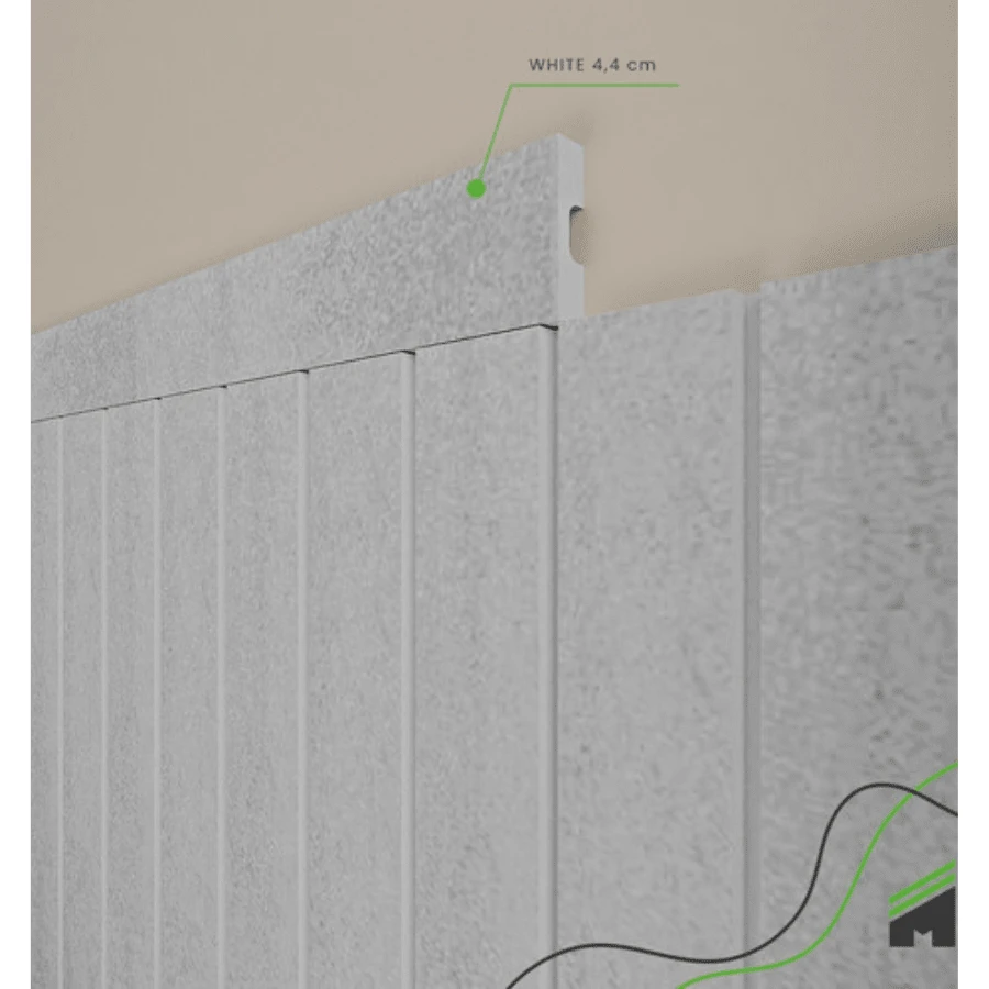 Eva Skirting Board Laminated Slat Finish 2.5m - Urban White - Cable ...