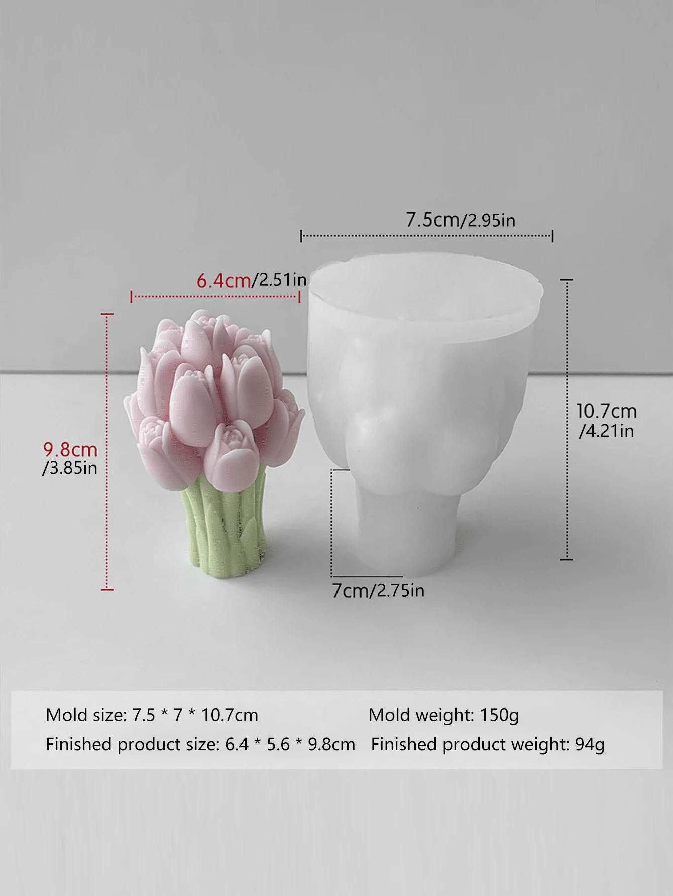 Tulip Bouquet Silicone Mold For DIY Aromatherapy Candle, Plaster, And ...