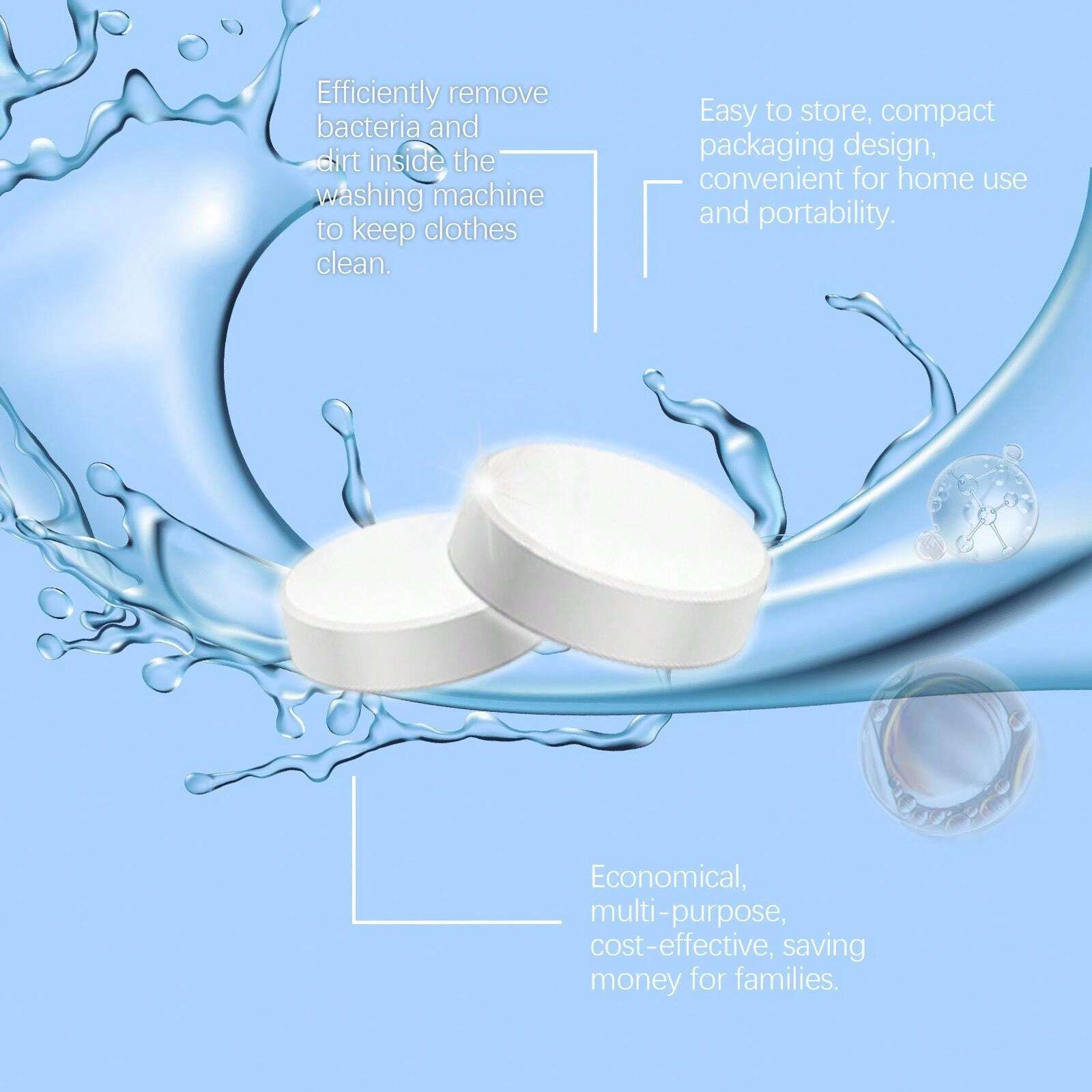 1 Box Washing Machine Cleaner Effervescent Tablets, Remove Dirt & Odor ...
