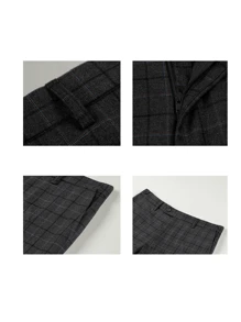 Mens Suits 3 Pieces Lattice Jacket Vest Pant Check Plaid Suit Single ...